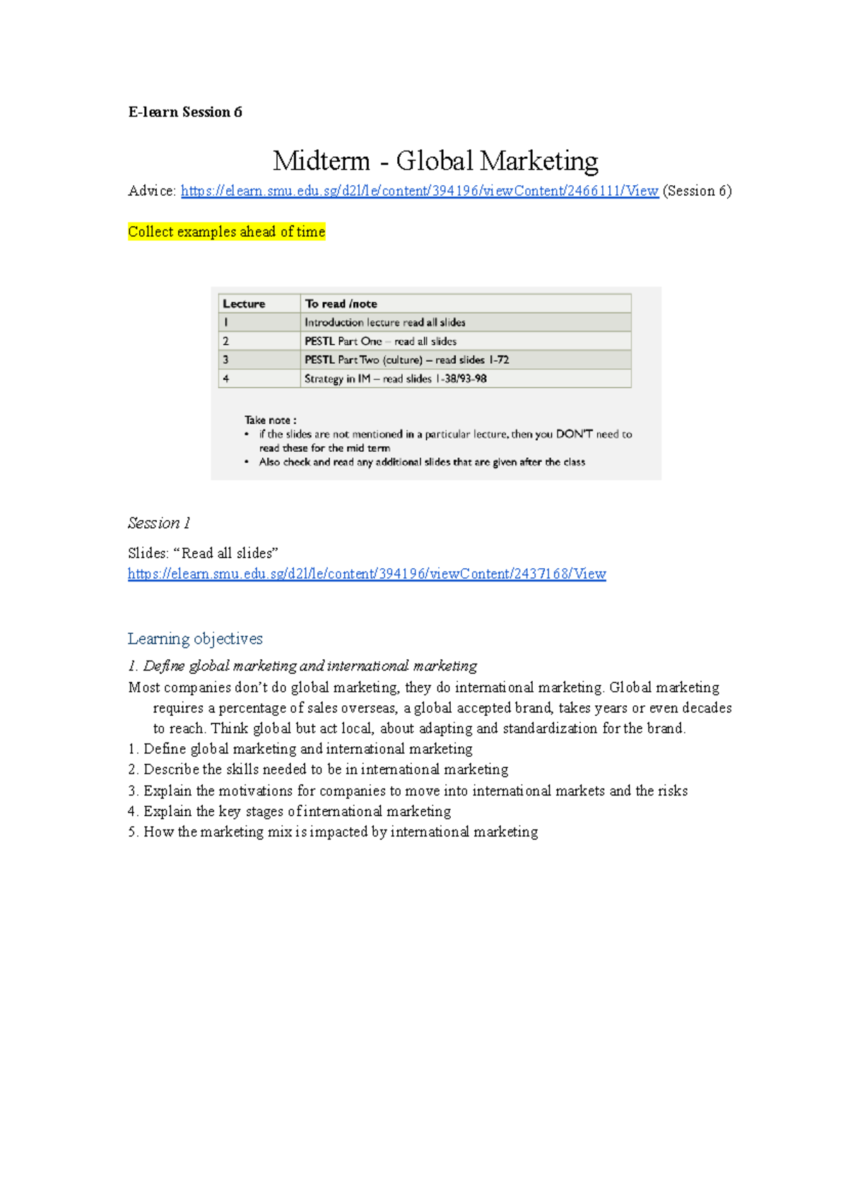 Midterm Exam Study Guide: Global Marketing Strategies (Session 6) - Studocu
