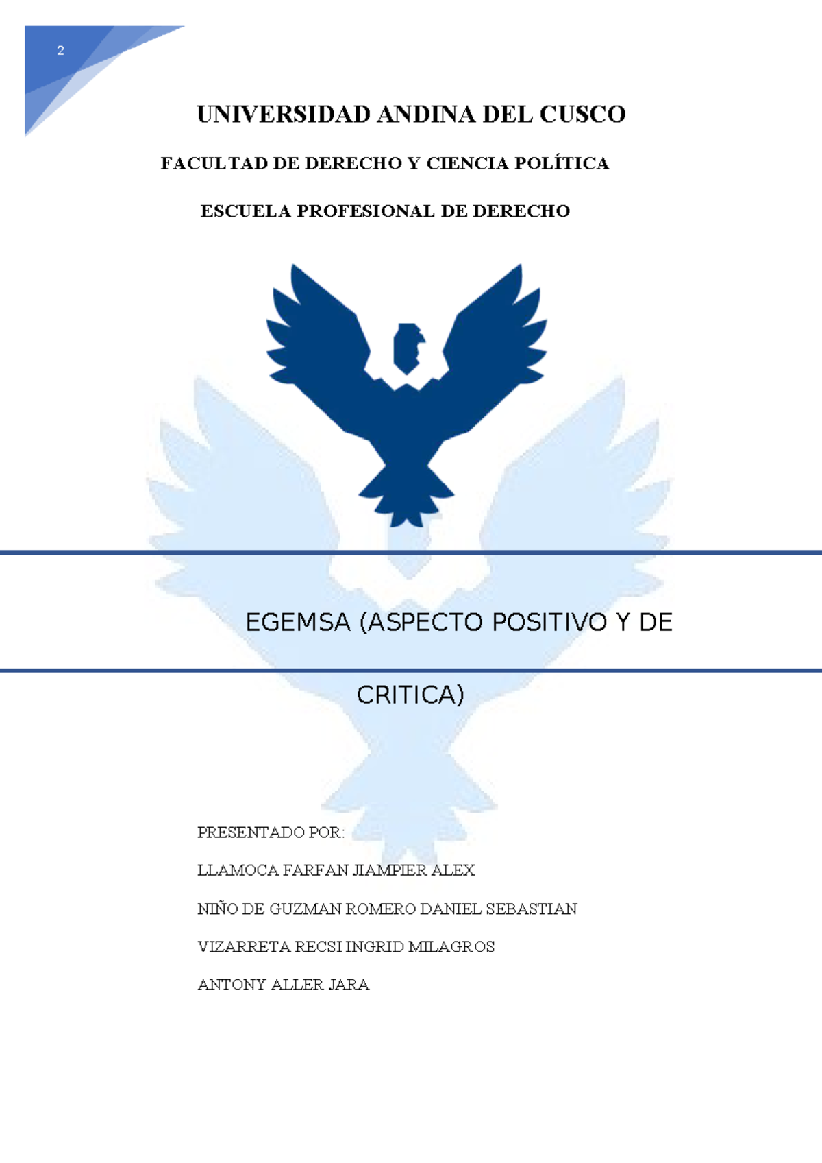 Monografía sobre EGEMSA: Análisis Crítico y Aspectos Positivos (DERECHO ...