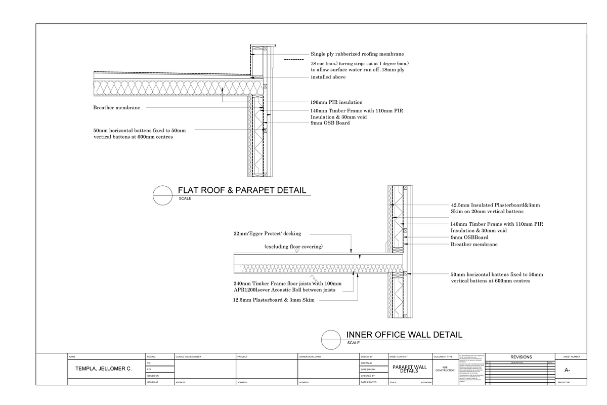 PAR 101: Parapet Wall & Flat Roof Details - Construction Document - Studocu