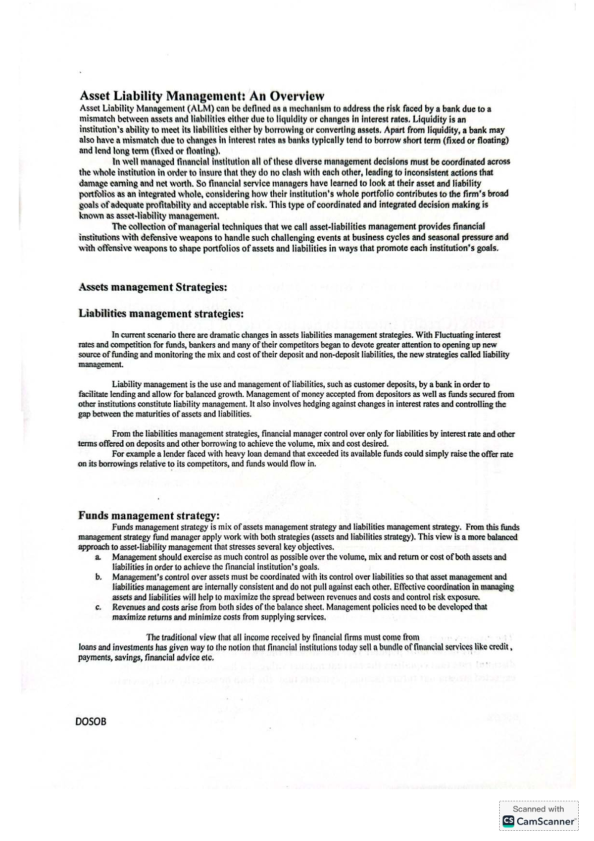 Asset Liability Management: Strategies and Challenges (FIN 301) - Studocu