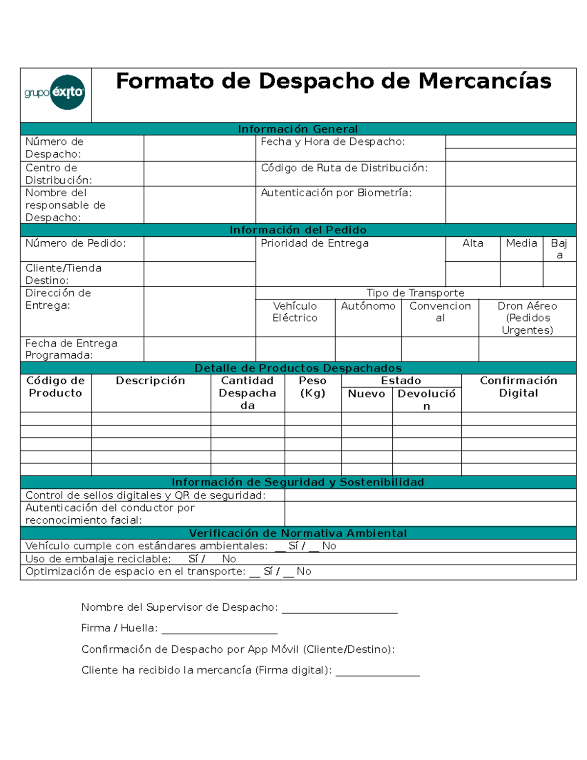 Formato de Despacho de Mercancías: Información y Proceso Completo - Studocu