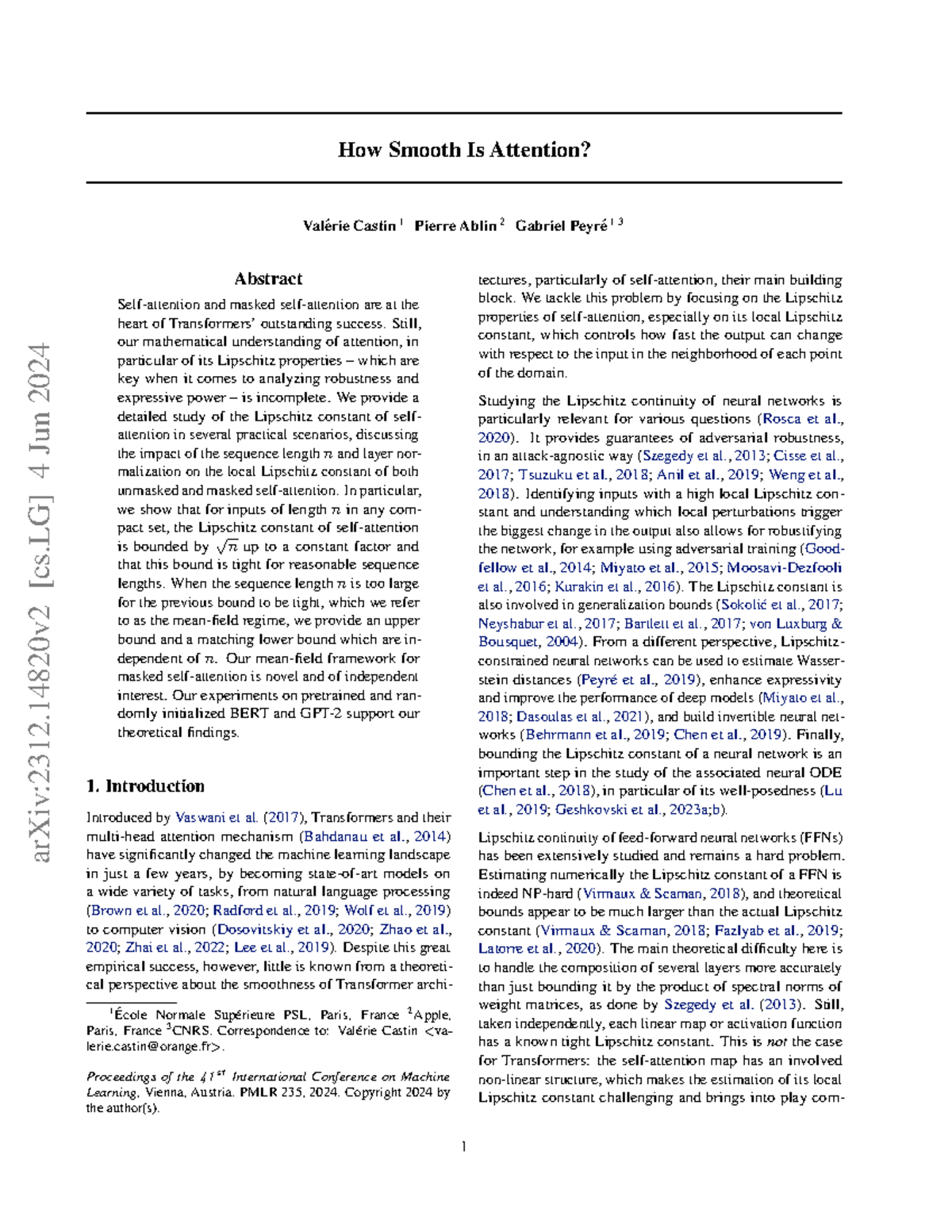 How Smooth Is Attention? - A Study on Lipschitz Properties - Studocu