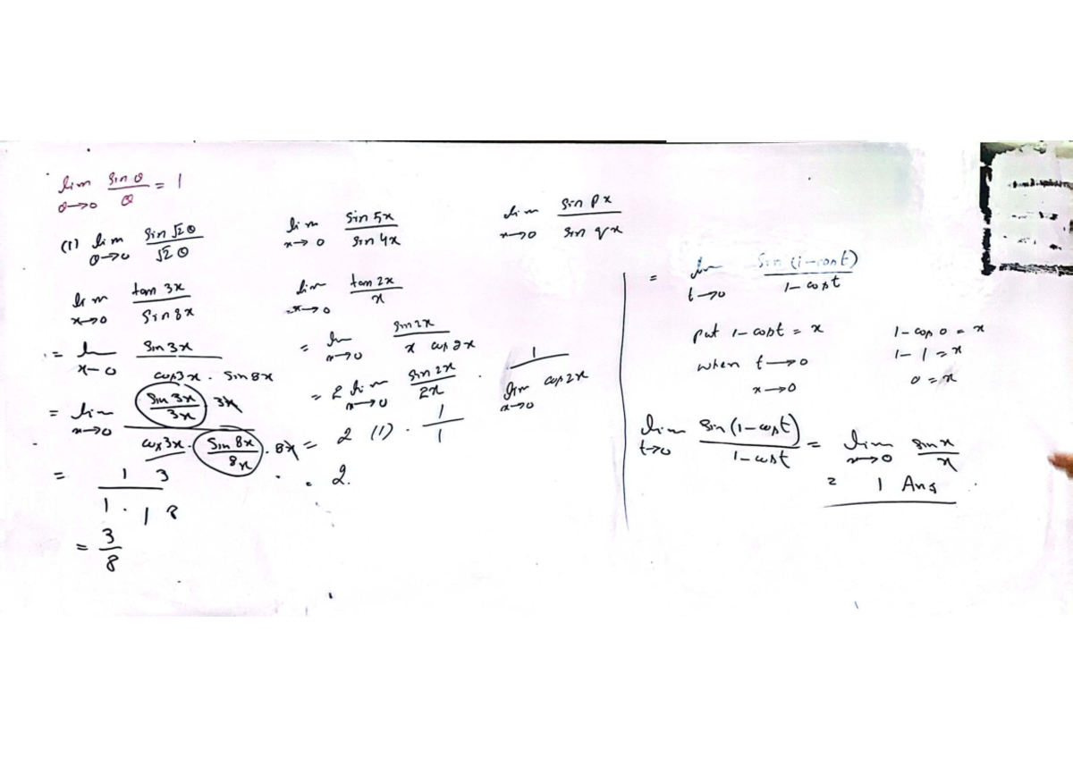 Calculus and Analysis: Limits and Sine Functions (MATH 101) - Studocu