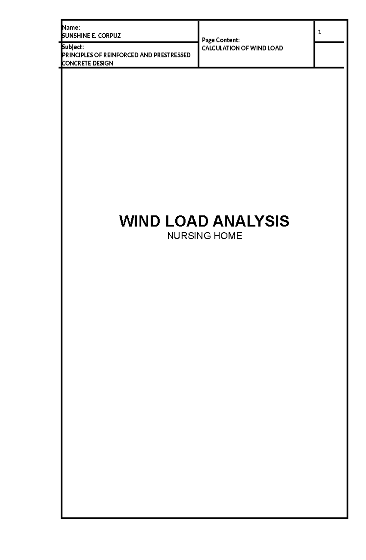 PRC 101: Wind Load Calculation for Nursing Home Design - Studocu