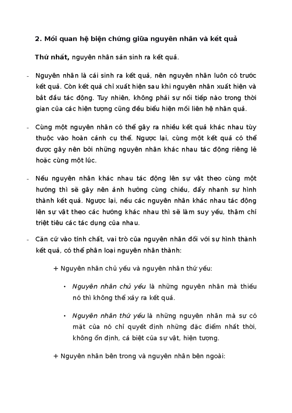 Tiểu luận - dfghj - Mối quan hệ biện chứng giữa nguyên nhân và kết quả ...