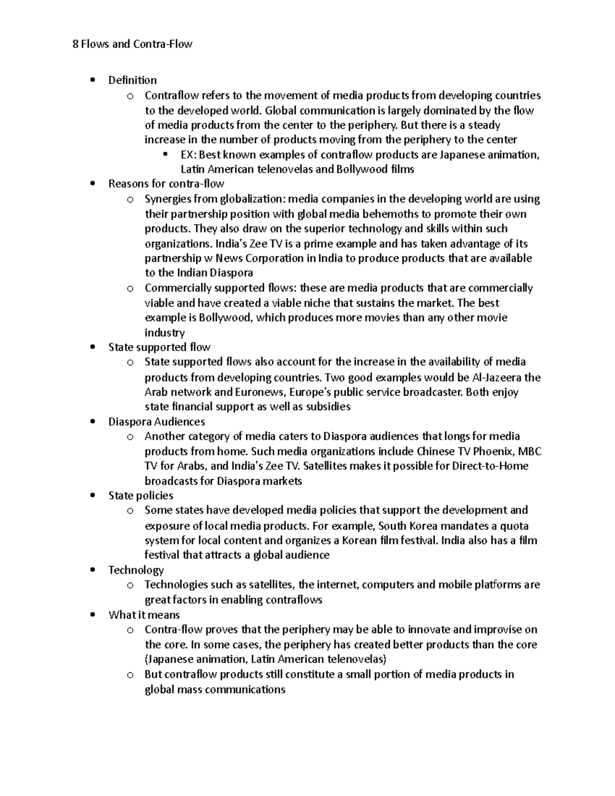 8 Flows and Contraflow in Global Media Dynamics: An Analysis - Studocu