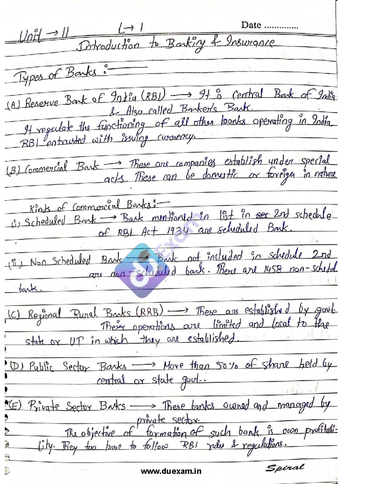 Unit 11: Introduction to Banking and Types of Banks (RBI) - Studocu