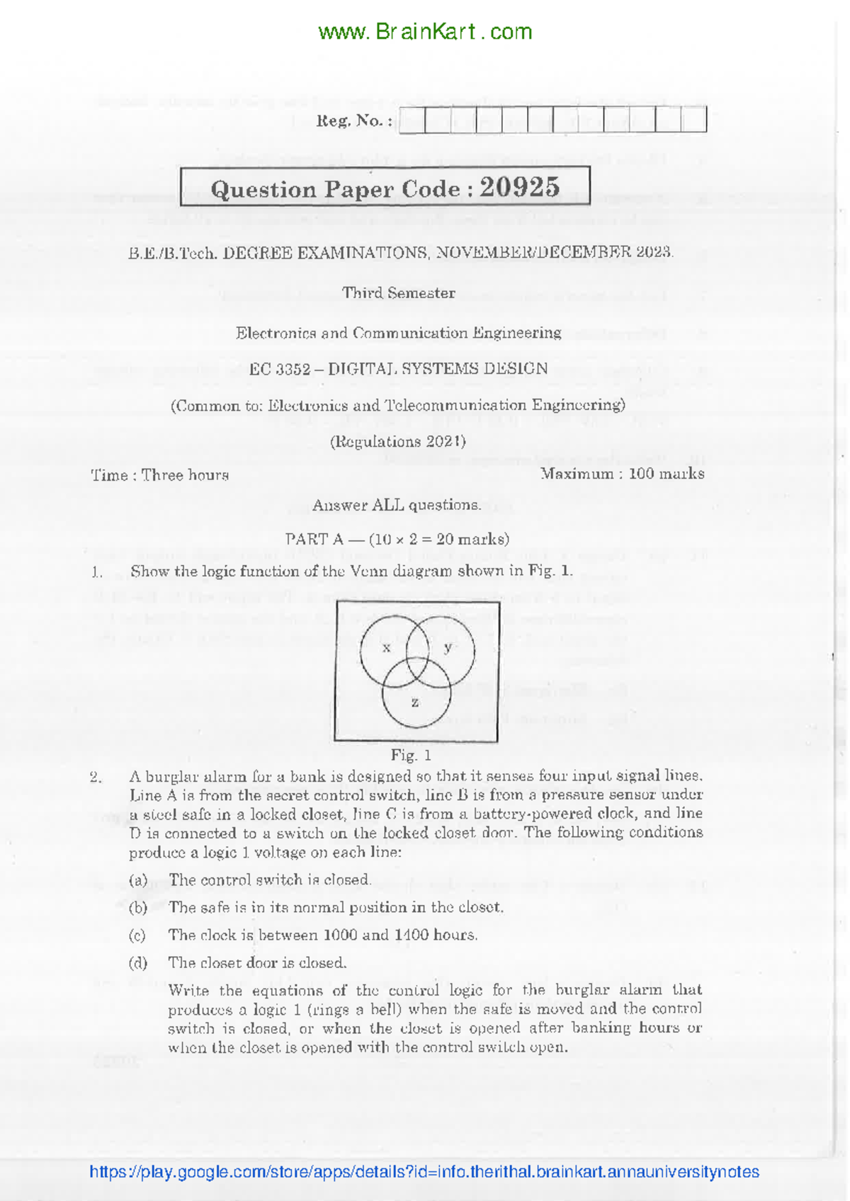 Digital Systems Design - EC3352 Question Paper Nov-Dec 2023 - Studocu