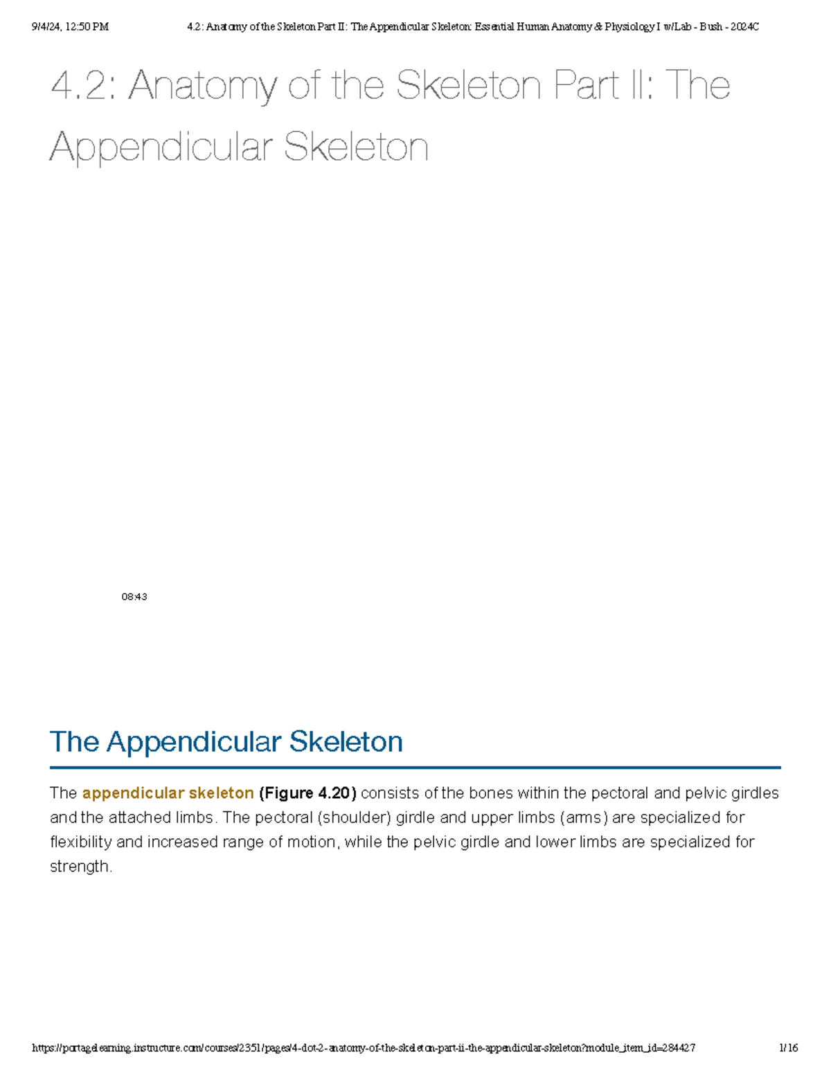 Anatomy of the Appendicular Skeleton: Essential Human A&P I w Lab - Studocu
