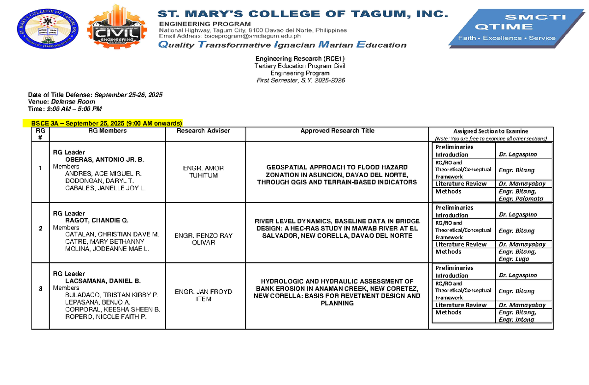 Engineering Research (RCE1) Civil Engineering Program First Sem 2025 ...