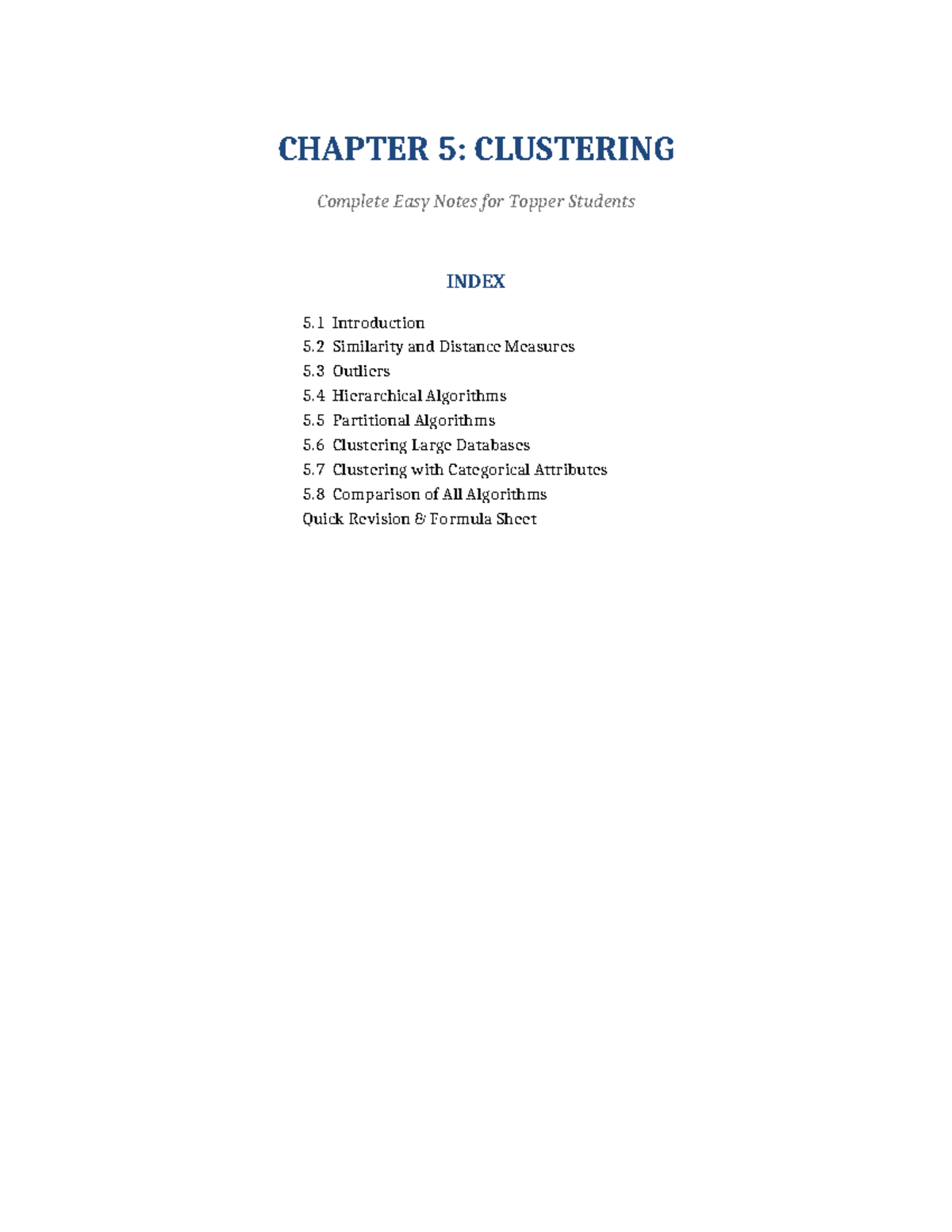 CHAPTER 5: CLUSTERING Comprehensive Study Notes for Topper Students ...