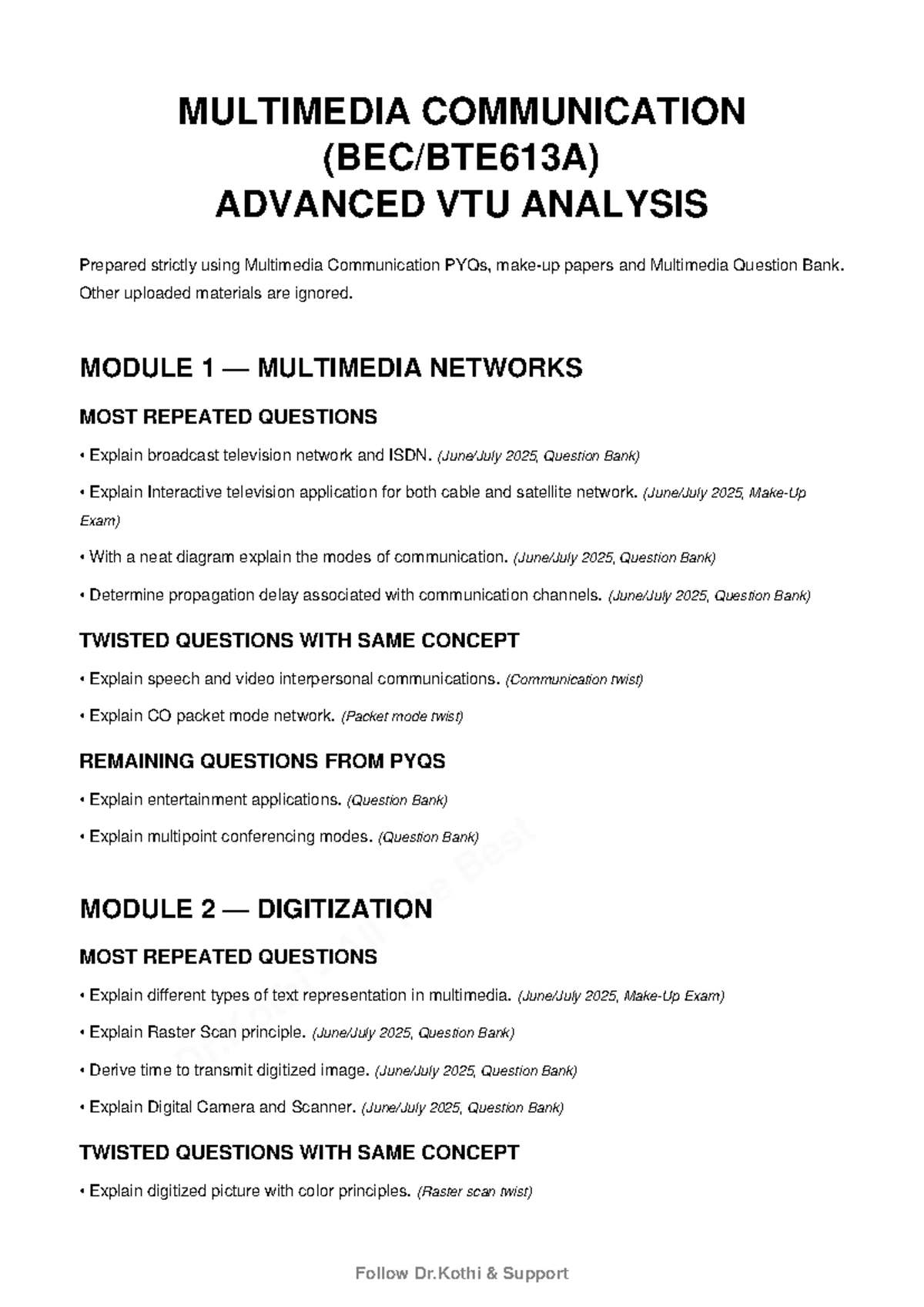 Multimedia Communication Advanced VTU Analysis: Key Concepts & PYQs ...