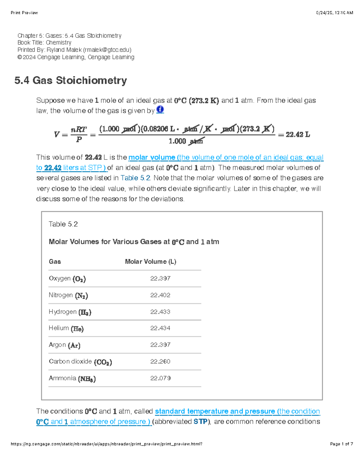 Chapter 5: Gases - 5.4 Gas Stoichiometry & 5.5 Law of Partial Pressures ...