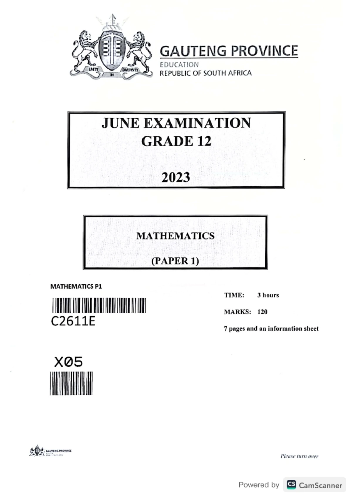 Grade 12 Mathematics (231107) Final Exam Paper 2: Last Push Review ...