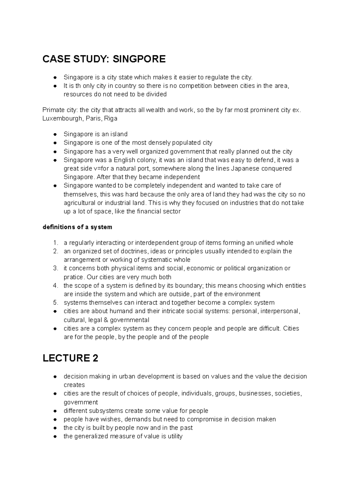 CASE STUDY: SINGAPORE - Urban Development and Value Systems - Studeersnel