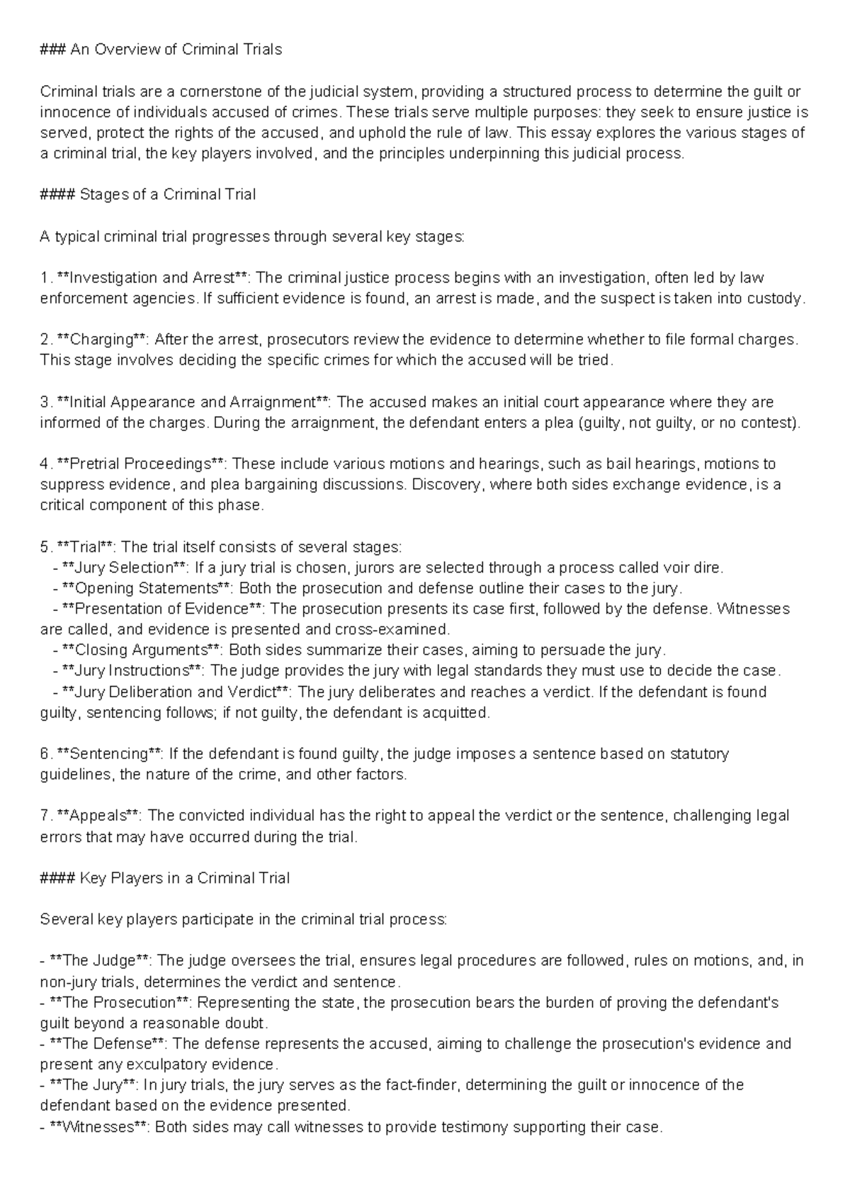 Criminal Trials 101: Stages, Players, and Processes Explained - Studocu