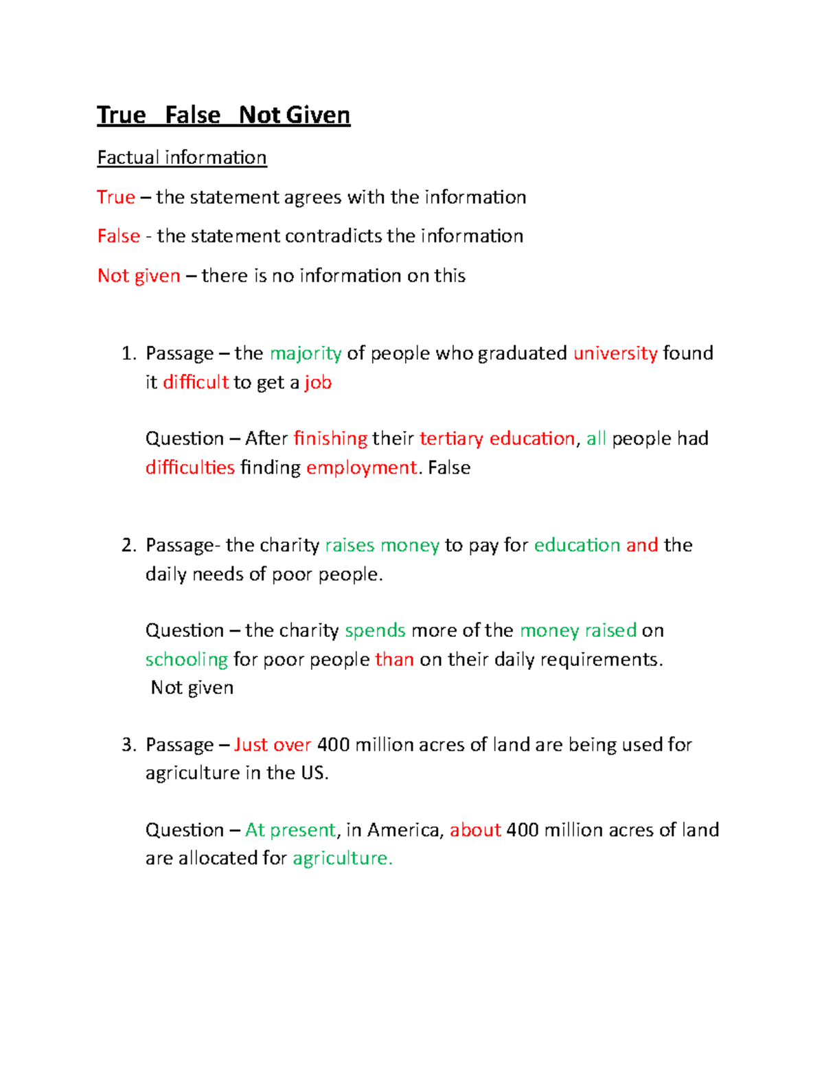 Ielts reading notes - Online Learning Sources - True False Not Given ...