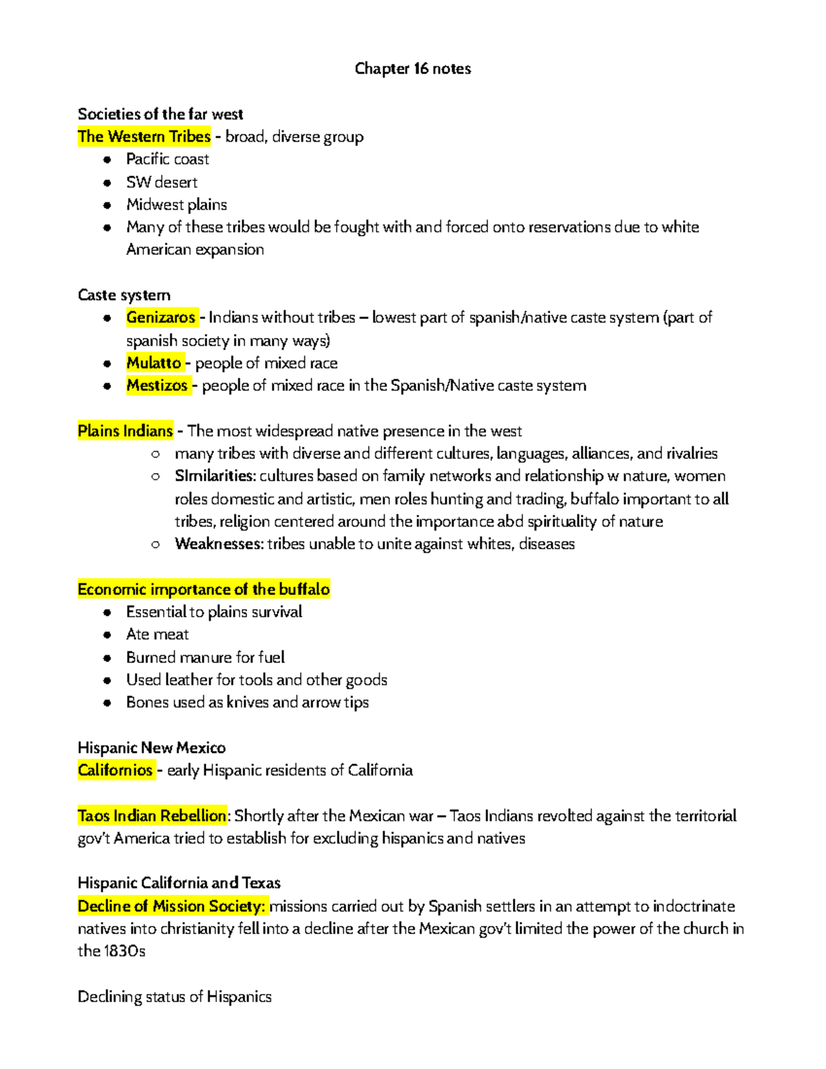 APUSH Chapter 16 Notes: Societies of the Far West and Native American ...