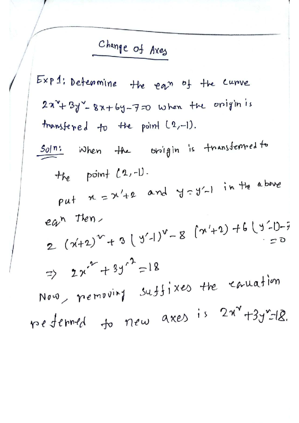 Change of Axes Exp1 & Exp2 Solutions - Math 104 - Studocu