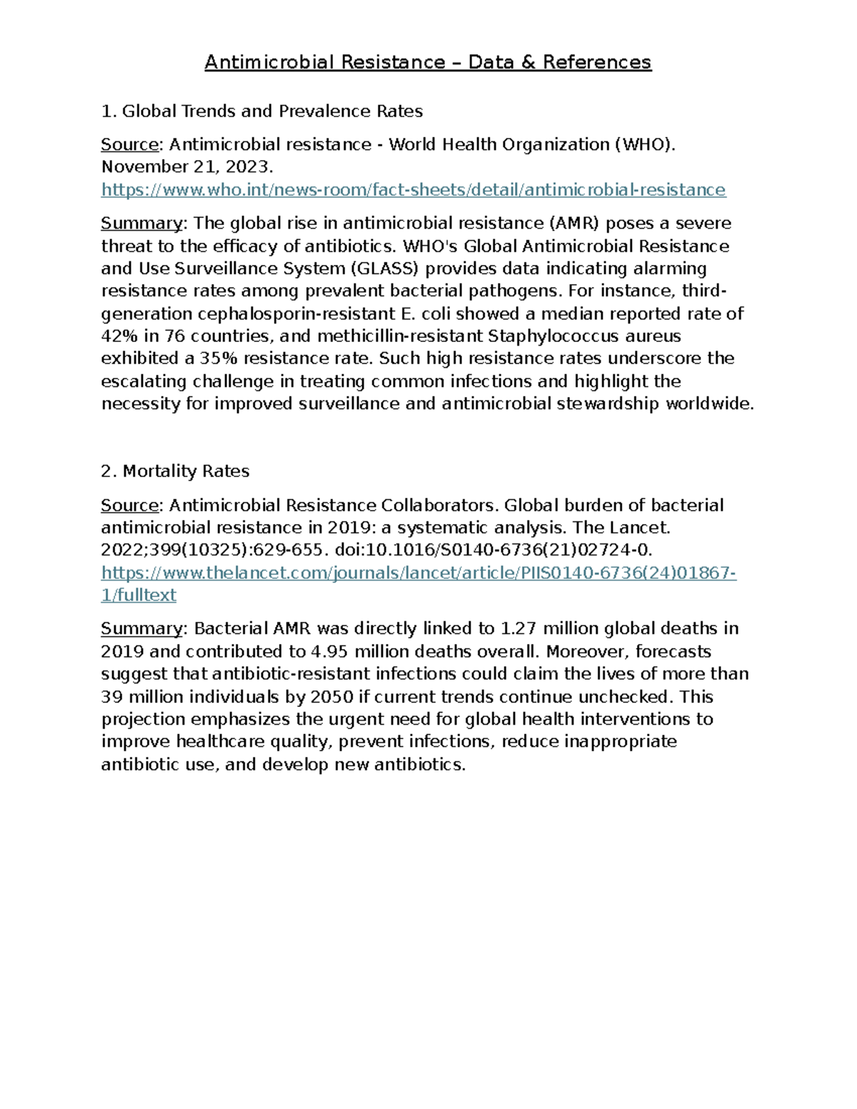 Antimicrobial Resistance Data References: Global Trends & Impact ...