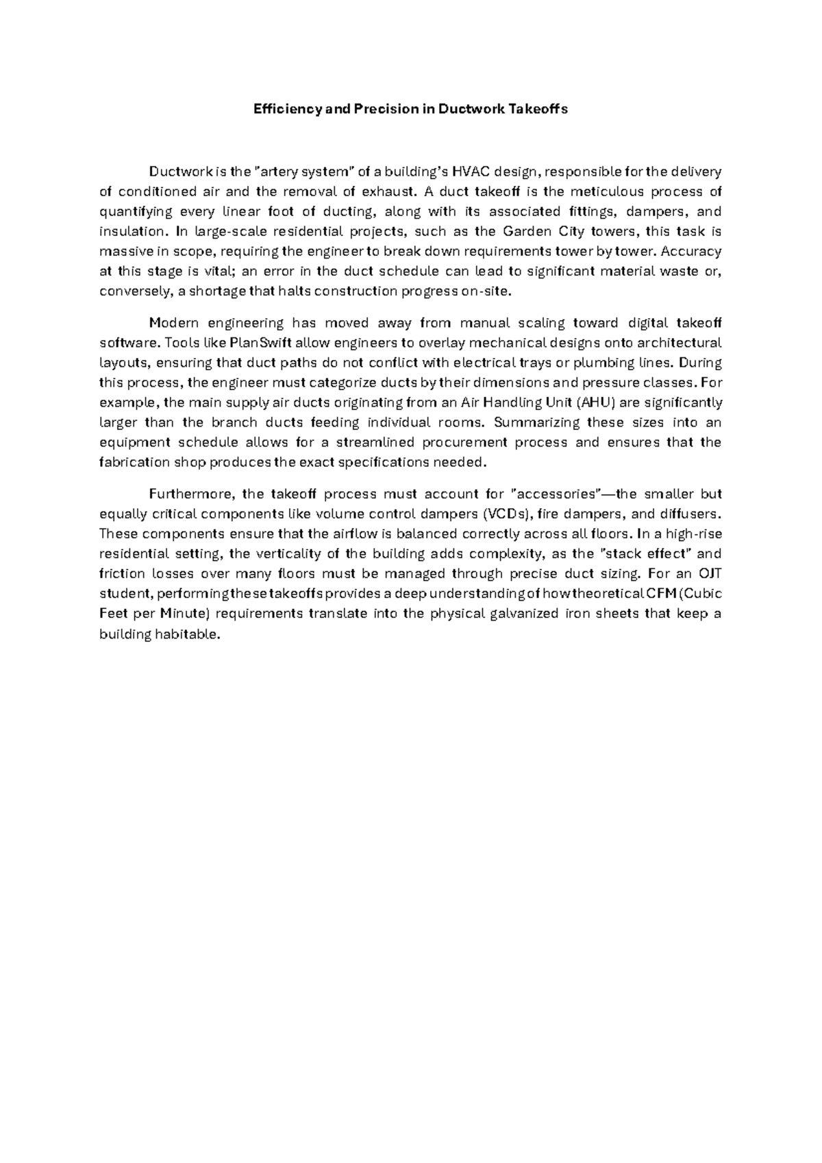 Efficiency and Precision in HVAC Ductwork Takeoffs - Studocu