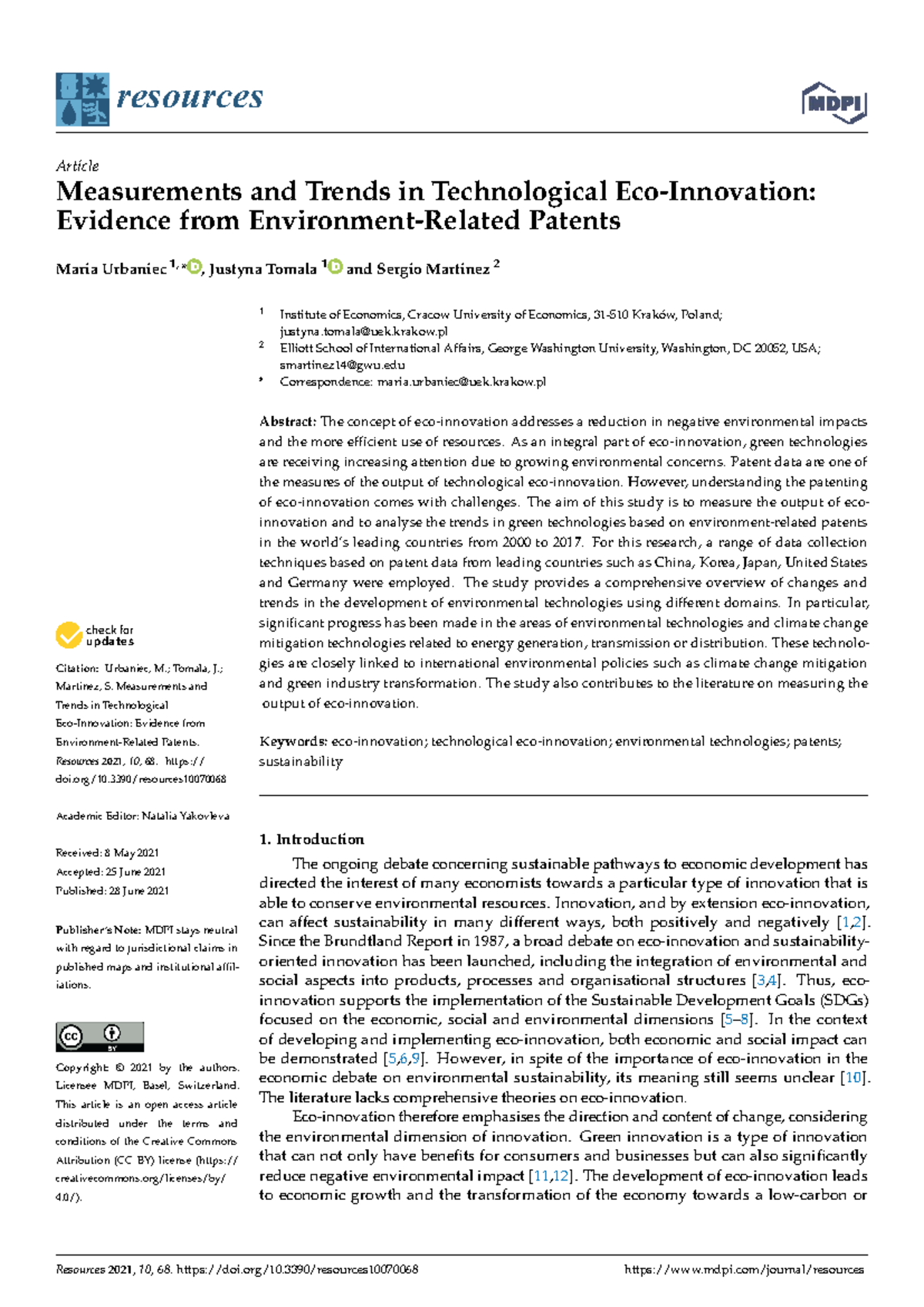 Measurements and Trends in Technological Eco-Innovation: Evidence from ...