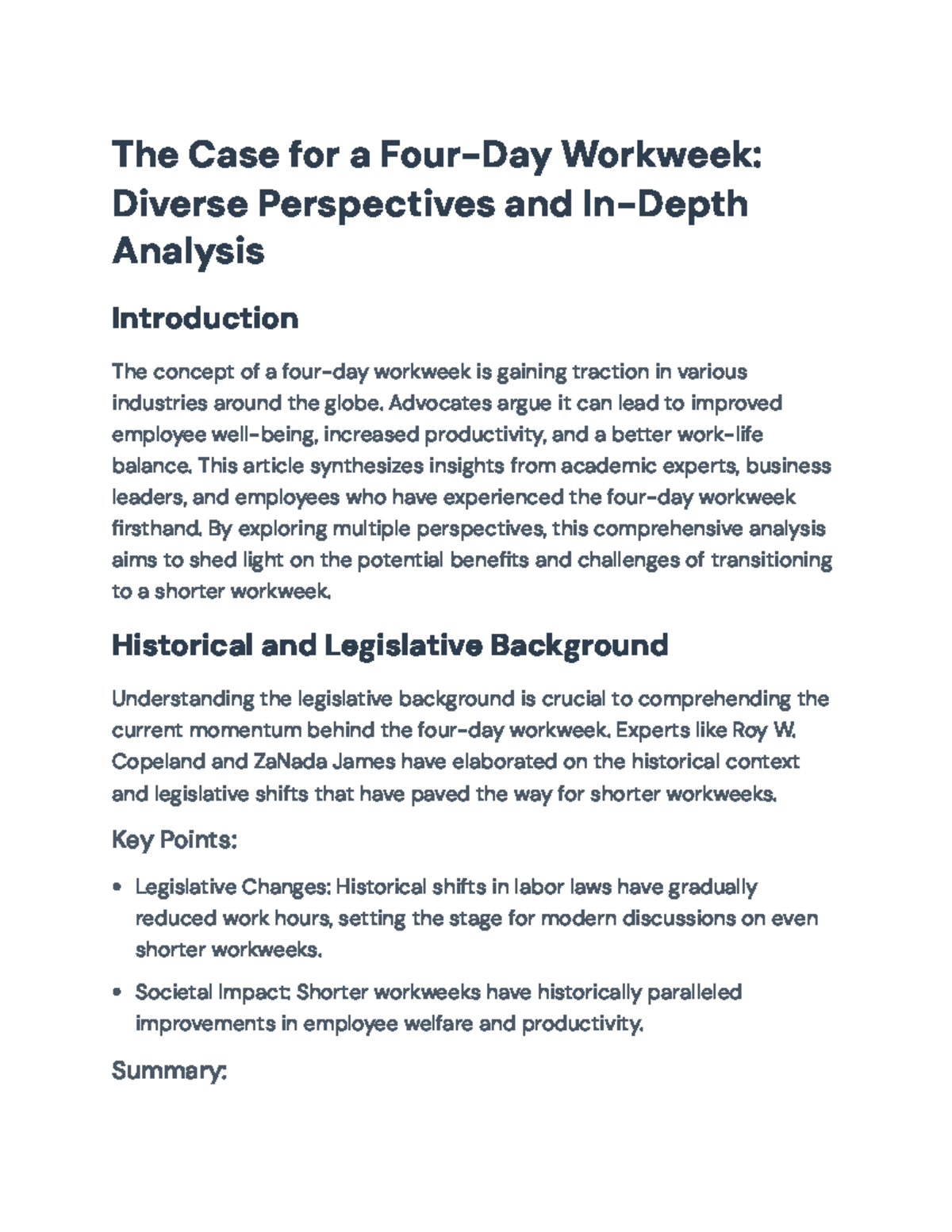 The Case for a 4-Day Workweek: Insights & Analysis on Benefits - Studocu