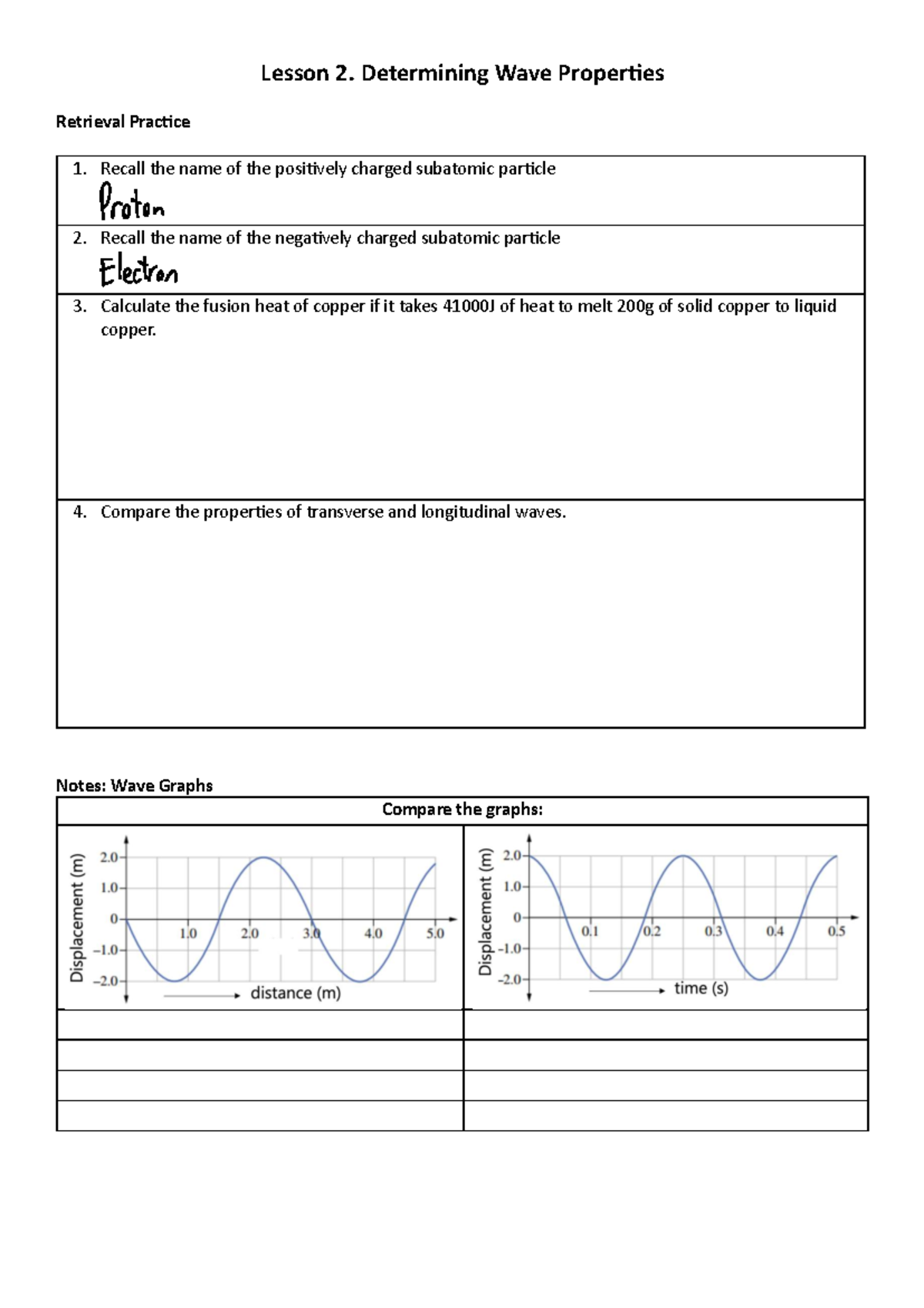 U2T2 L2 WS - Exploring Wave Properties and Calculations - Studocu