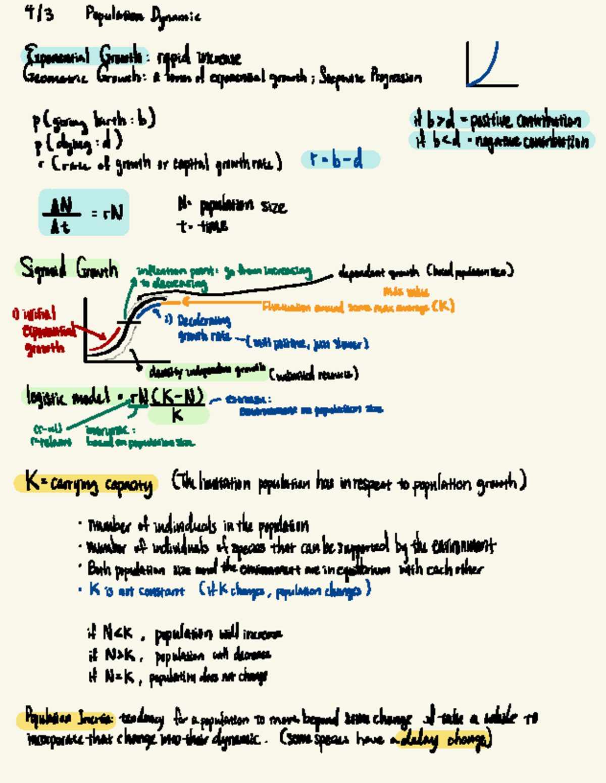 Population Dynamics Lecture: Exponential and Logistic Growth Models ...