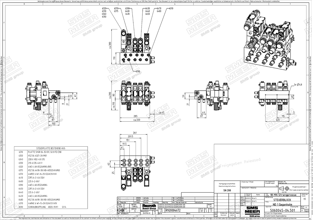 SMS Group 5060045-04 - 18MN Extrusion Press Drawing and Instructions ...