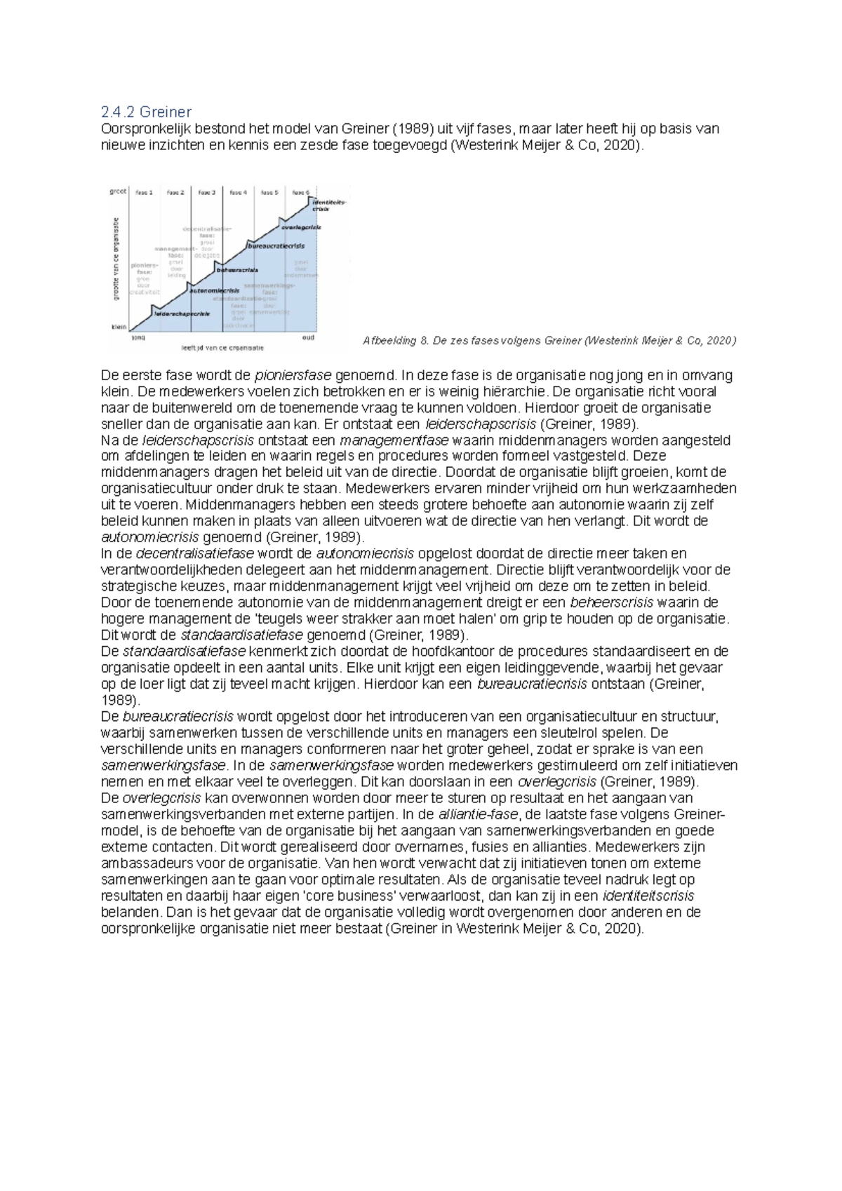 Greiner Model: Fases van Organisatieontwikkeling en Crisis - Studeersnel