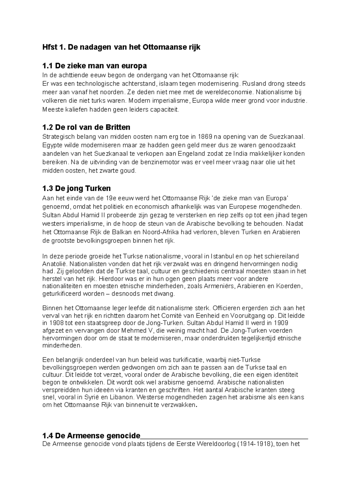 Hfst 1. Geschiedenis van het Ottomaanse Rijk en de Arabische Wereld ...