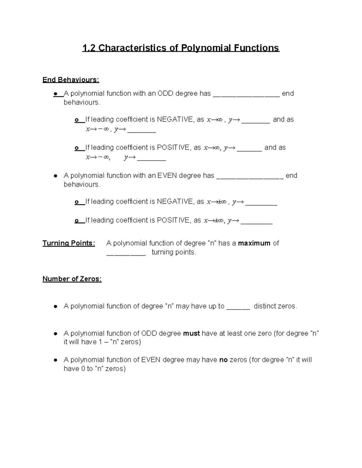 1.2 Lesson Word - This is a word doc - 1 Characteristics of Polynomial ...