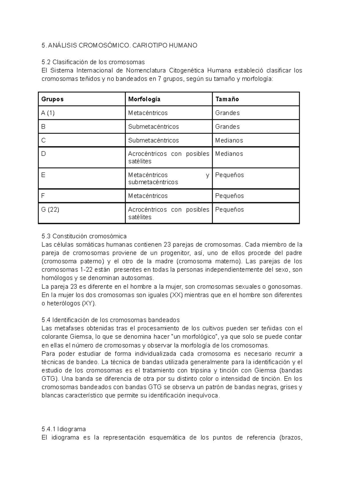 Análisis cromosómico del cariotipo humano: clasificación y técnicas ...
