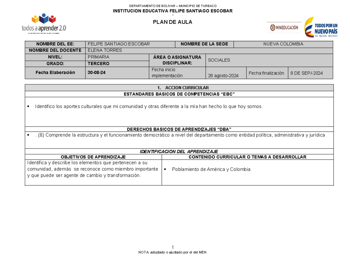 Planeacion DE Tercero SOC-NAT-ART-ED FIS-CAT-ING-GEO-REL-MAT-CAST ...