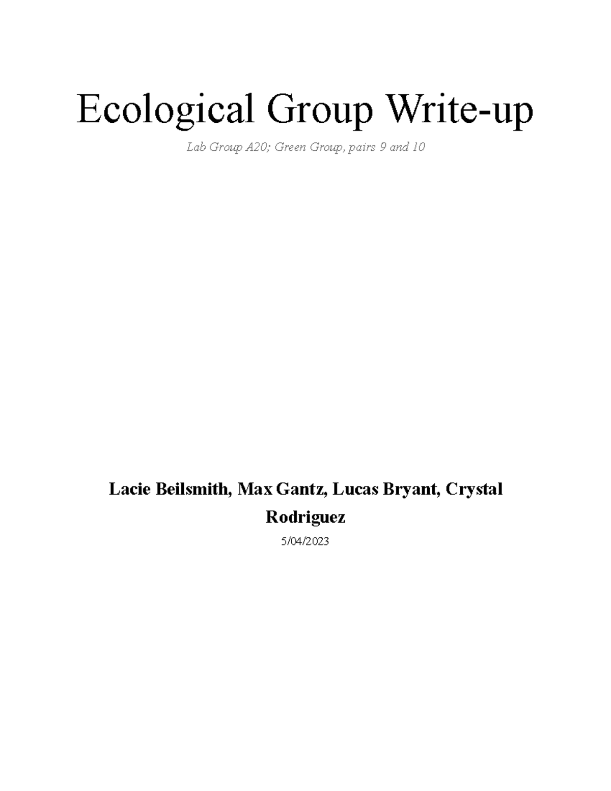 Ecology Lab Report (BIO 1412): Yeast Growth & Population Dynamics - Studocu