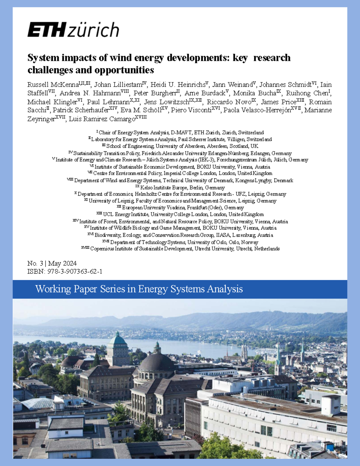 ESA Working Paper: System Impacts of Wind Energy Developments and ...