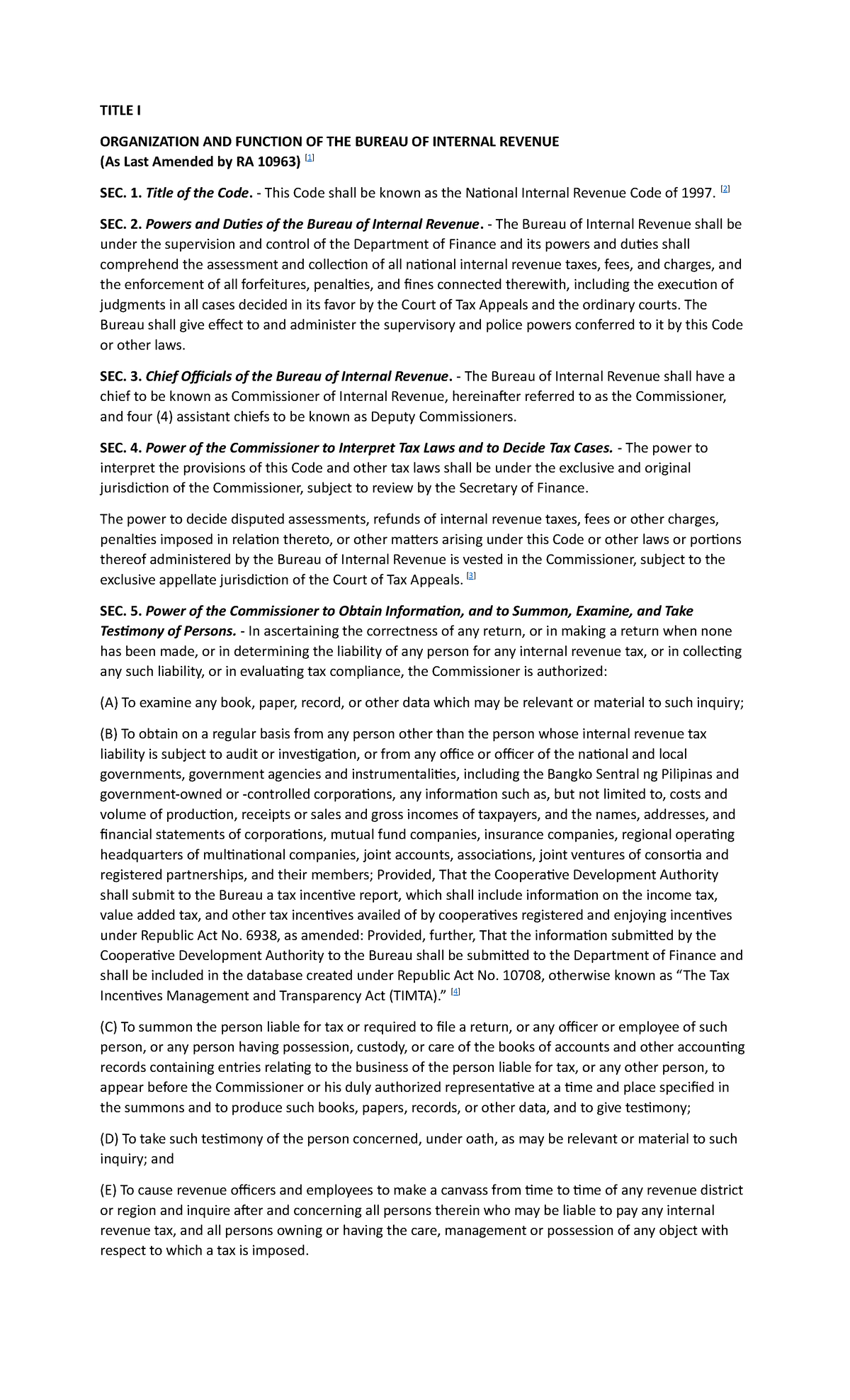 Organization and Functions of the Bureau of Internal Revenue (BIR ...