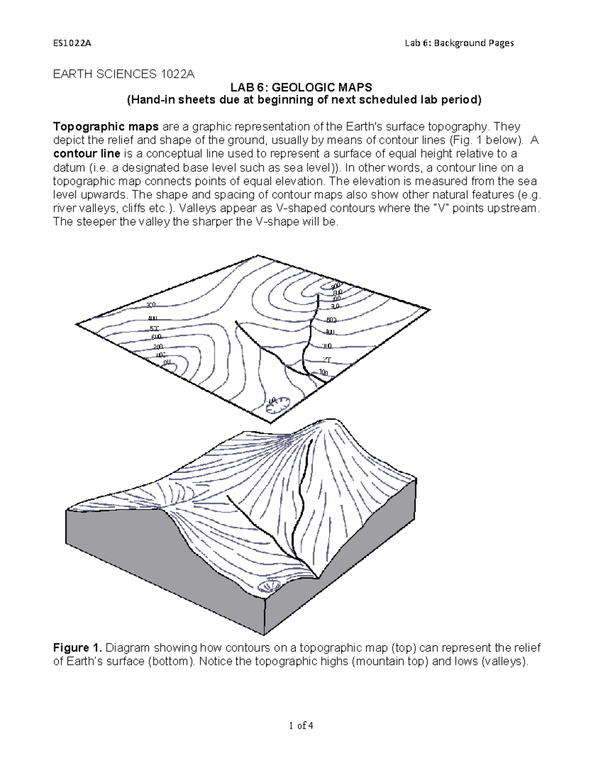 ES1022A Lab 6: Geologic Maps and Topographic Analysis - Studocu