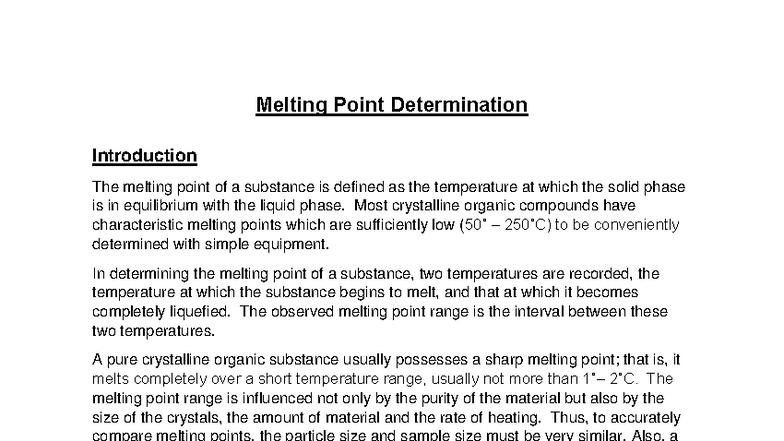 Techniques for Melting Point Determination in Organic Compounds - Studocu