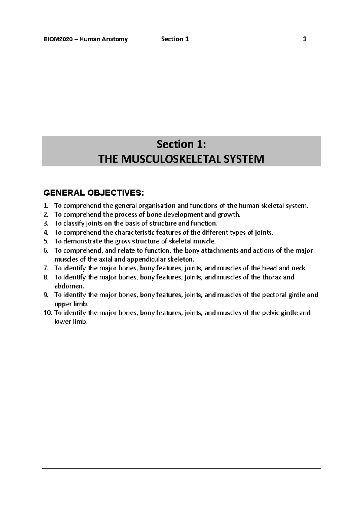 BIOM2020 Human Anatomy Final Exam Notes: The Musculoskeletal System ...
