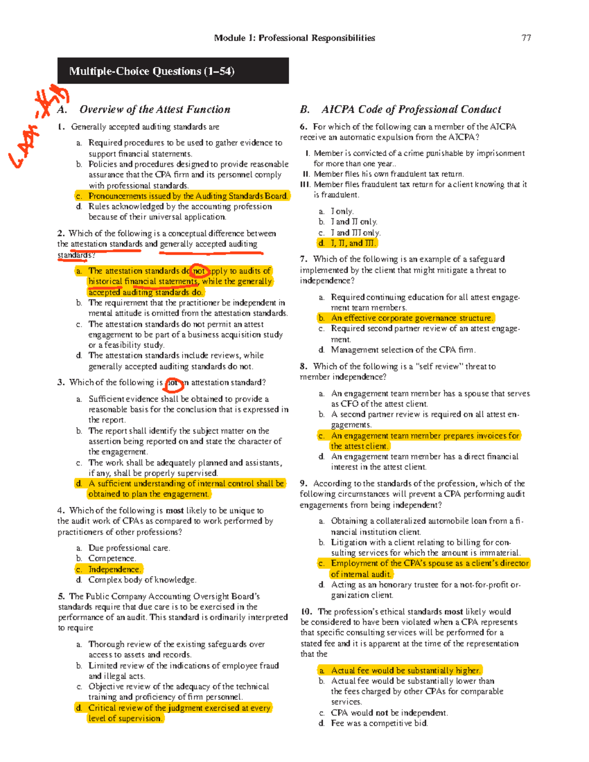 Auditing Theory Test Bank: Module 1 - Professional Responsibilities ...