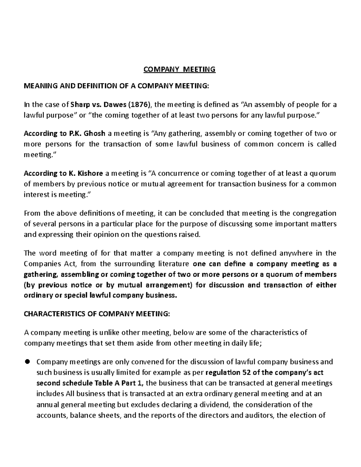Company meetings group 3 - COMPANY MEETING MEANING AND DEFINITION OF A ...
