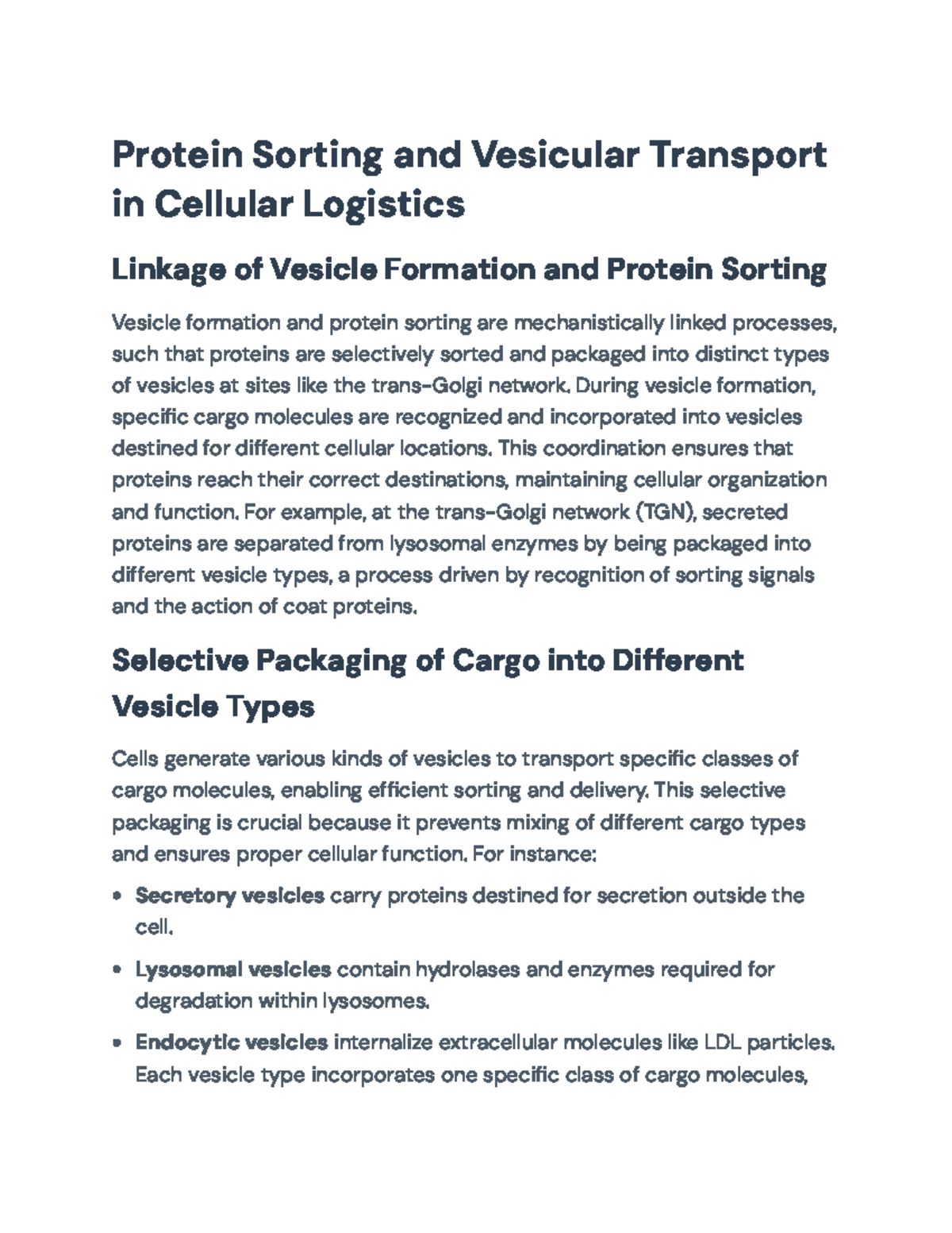 Cellular Logistics: Protein Sorting & Vesicular Transport Overview ...