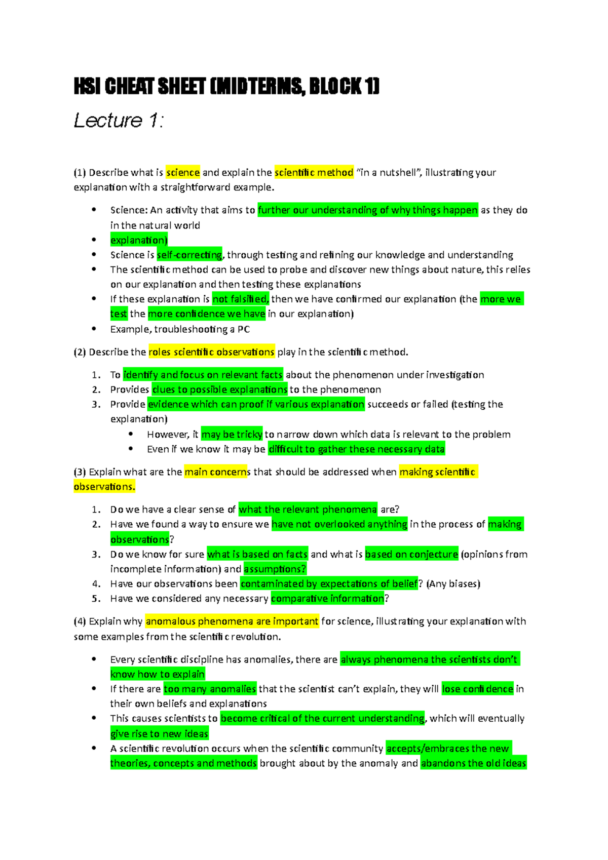 HSI Midterm Notes: Science, Methodology & Anomalies Explained - Studocu