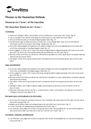 THE Samaritan Setbook Summary - THE SAMARITAN SETBOOK SUMMARY NOTES ...