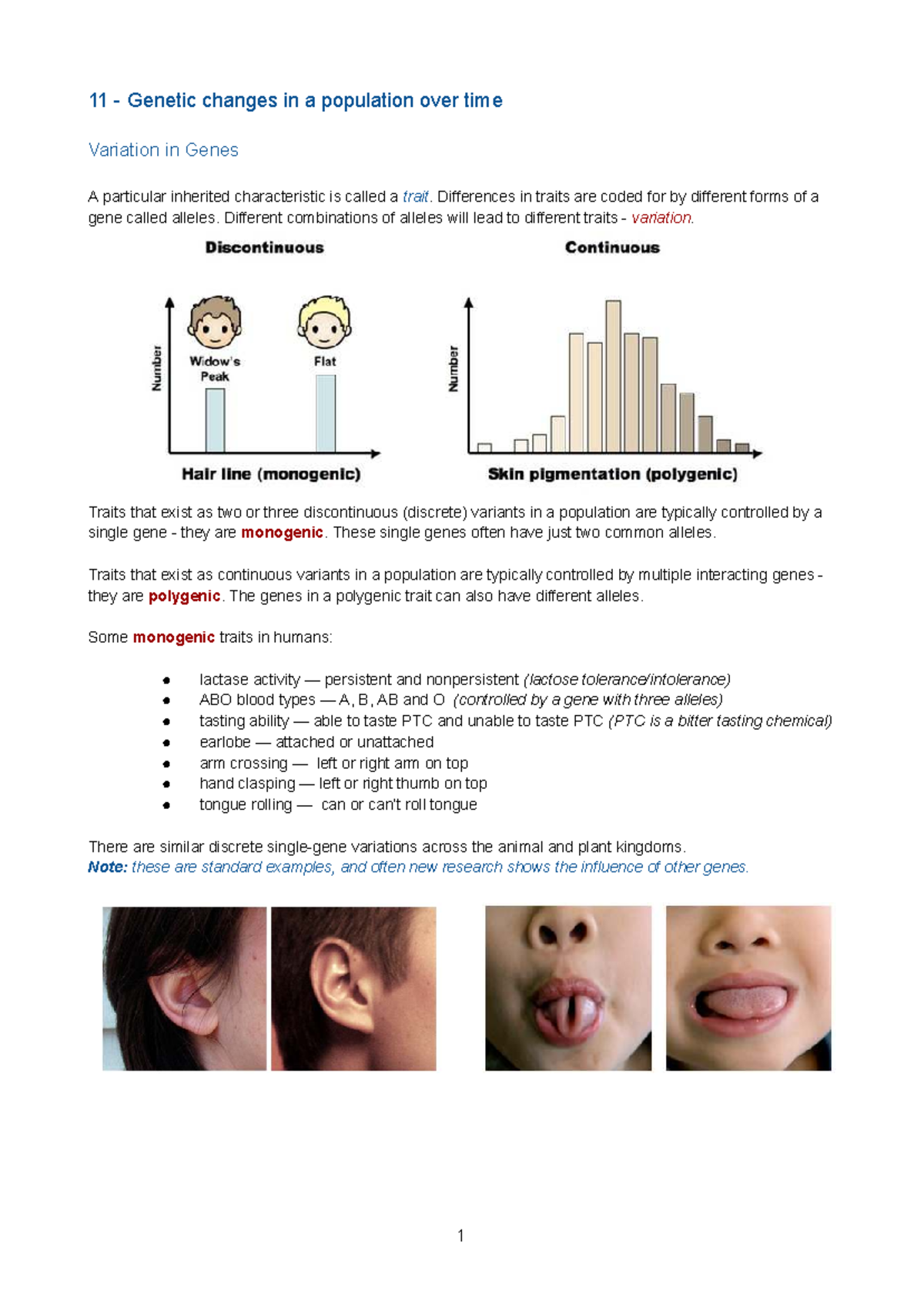 11 - Genetic Changes in Populations: Traits, Alleles, and Evolution ...