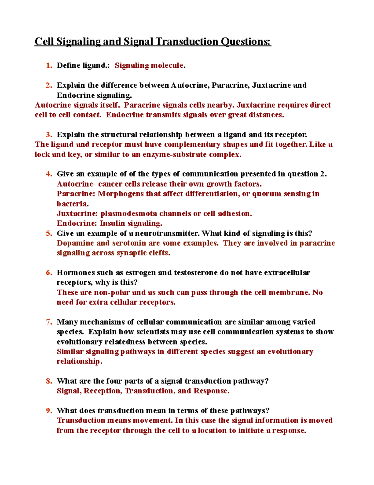 AP Biology Cell Signaling Q&A: Mechanisms and Pathways Explained - Studocu