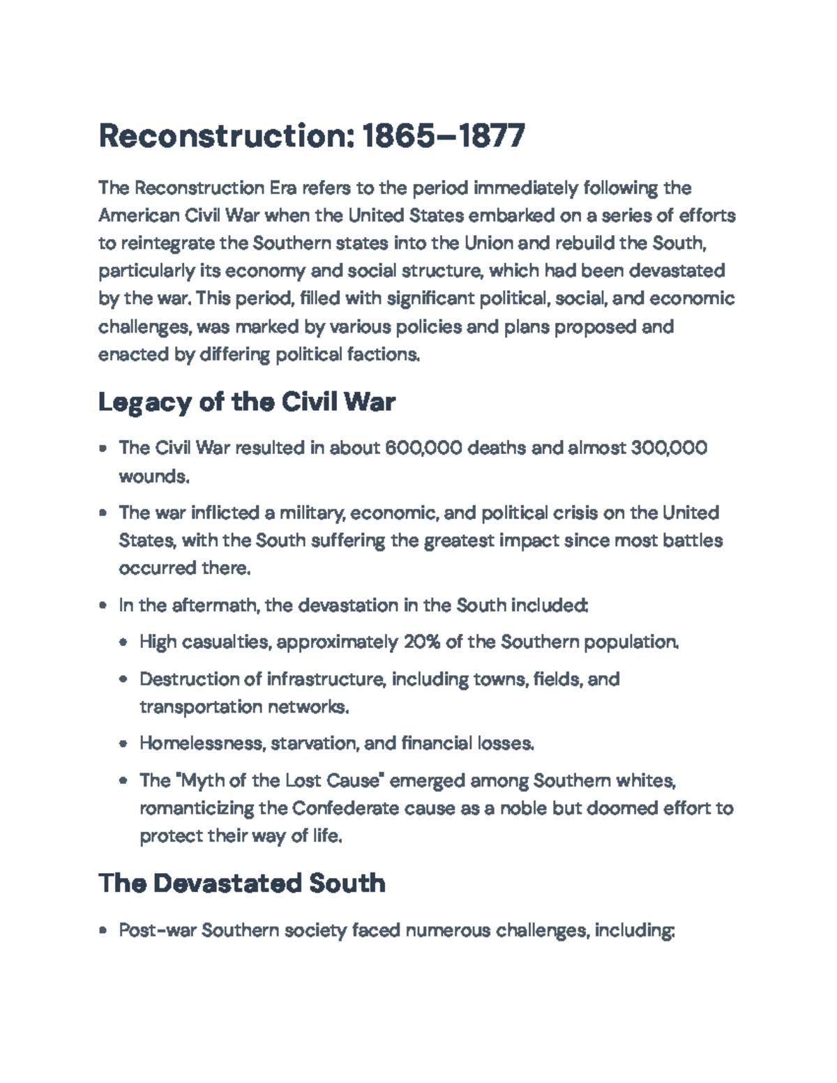 Reconstruction Era: Policies, Challenges, and Legacy (1865-1877 ...