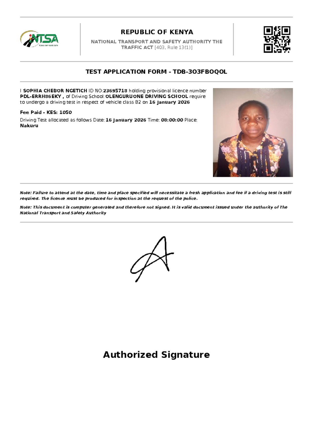 TDB-3O3 Driving Test Application Form for Class B2 - 16 Jan 2026 - Studocu